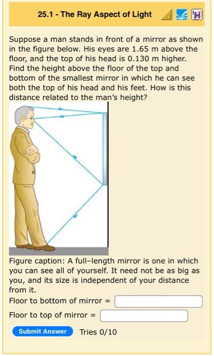 Solved 25.1 - The Ray Aspect of Light IH Suppose a man | Chegg.com