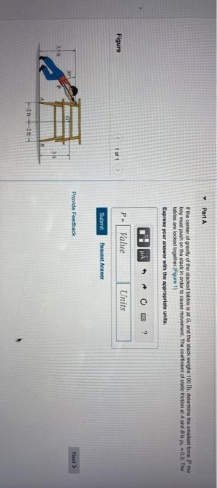 Solved Part A If the criter of gravity of the stacked tables | Chegg.com