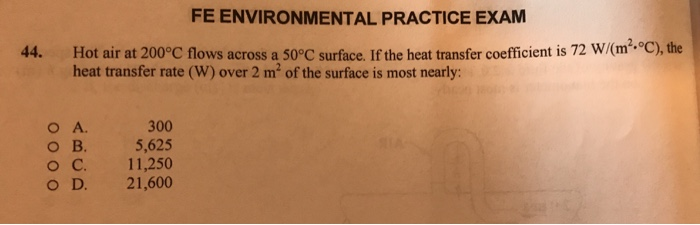 Solved FE ENVIRONMENTAL PRACTICE EXAM Hot air at 200°C flows | Chegg.com