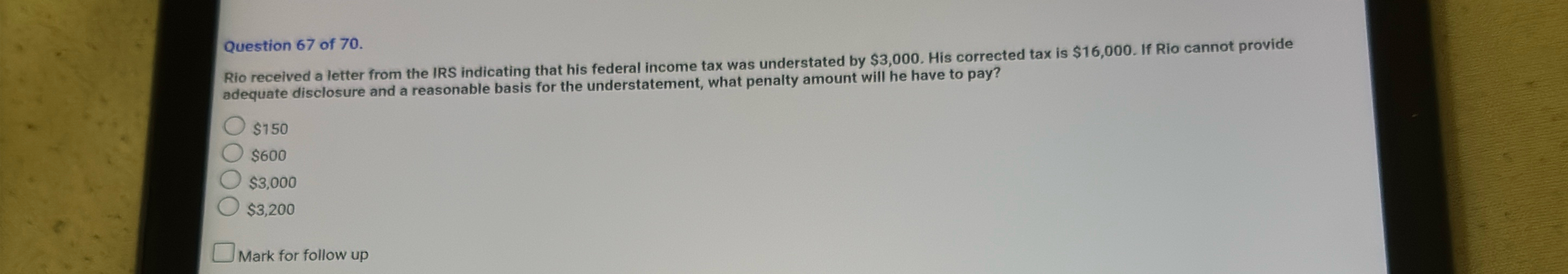 Solved Question 67 ﻿of 70.Rio received a letter from the IRS | Chegg.com