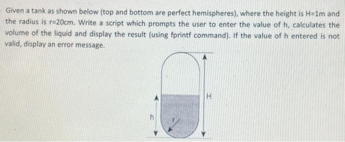 Solved Given a tank as shown below (top and bottom are | Chegg.com