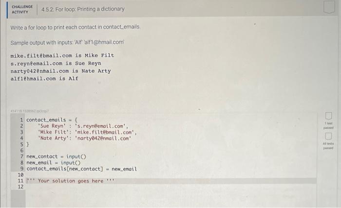 Solved Begin{tabular}{l L} Challenae And 4 5 2 For Loop