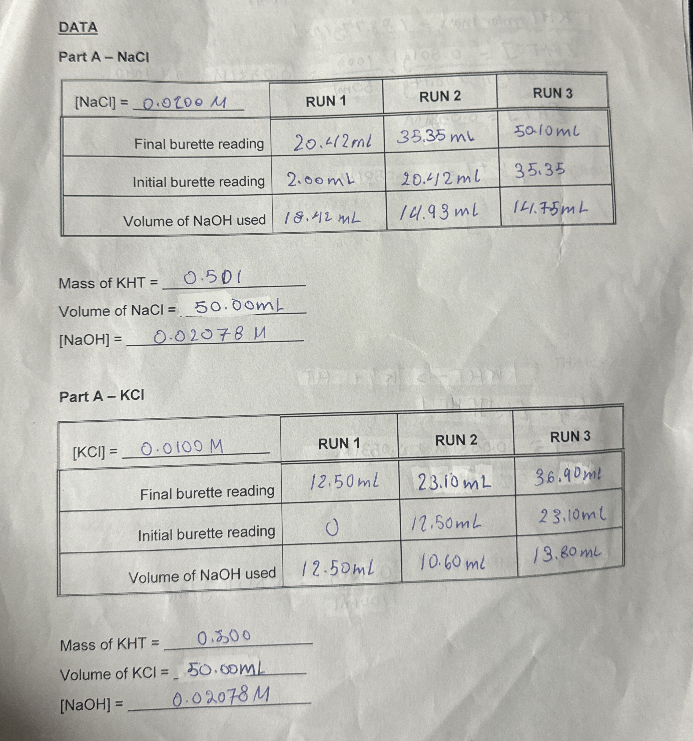 Solved Using Run 3 ﻿Only For the NaCl solution calculate | Chegg.com