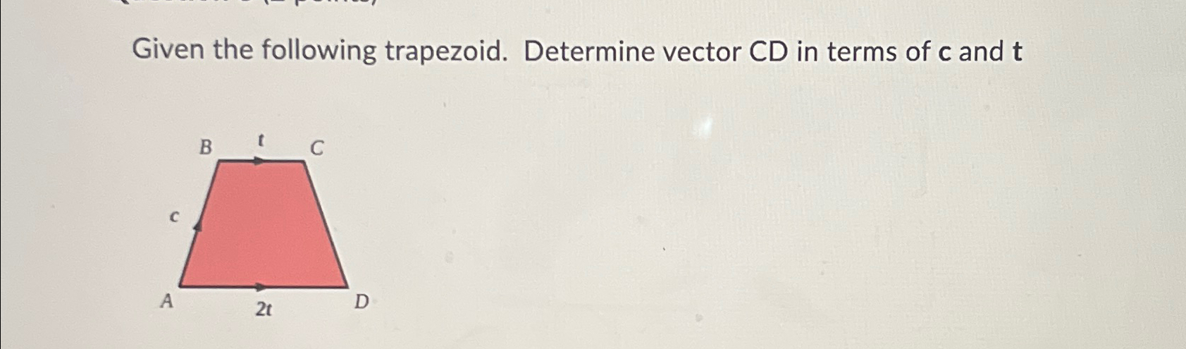 Solved Given the following trapezoid. Determine vector CD | Chegg.com
