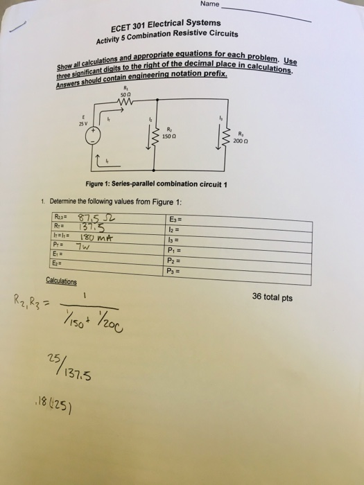 Solved Name ECET 301 Electrical Systems Activity 5 | Chegg.com