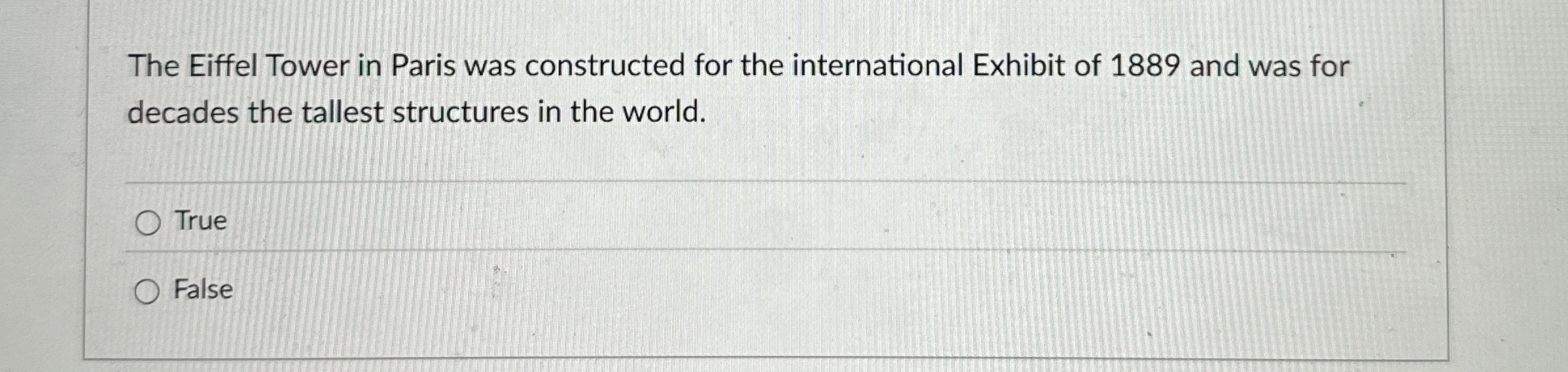 Solved The Eiffel Tower in Paris was constructed for the | Chegg.com