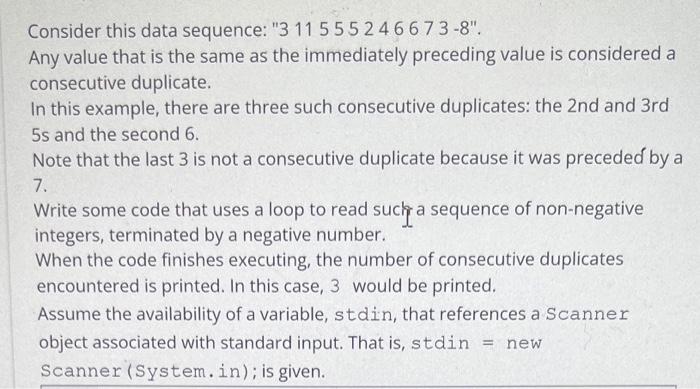 Solved Consider this data sequence: "311555246673 -8". Any | Chegg.com
