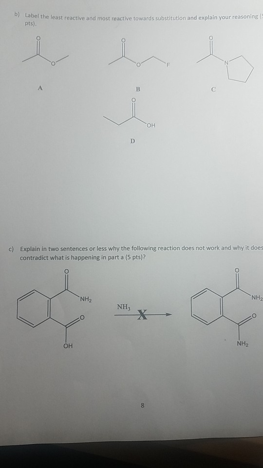 Solved the least reactive and most reactive towards | Chegg.com