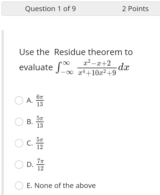 Solved Use the Residue theorem to evaluate | Chegg.com
