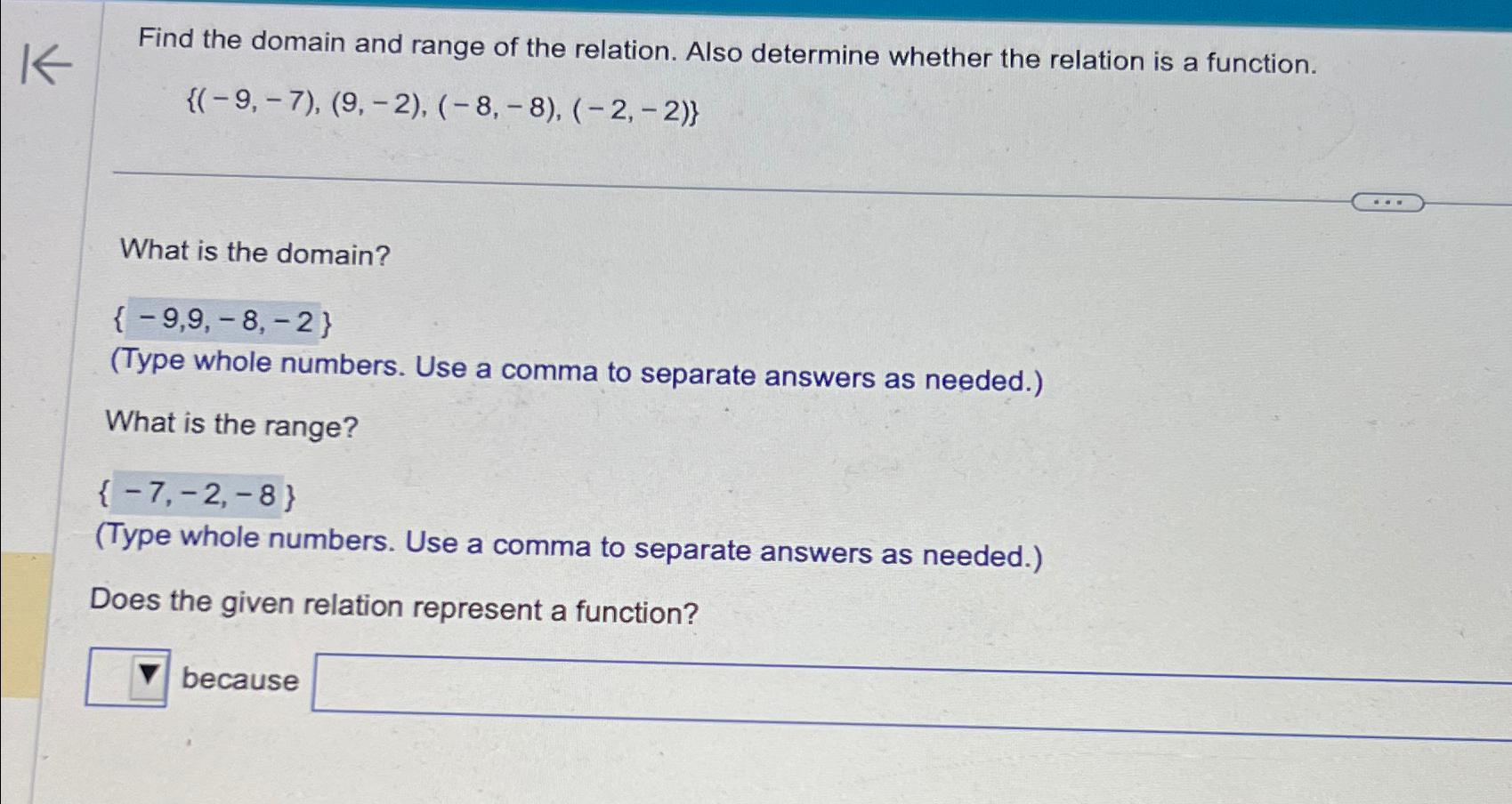 Solved Find the domain and range of the relation. Also | Chegg.com