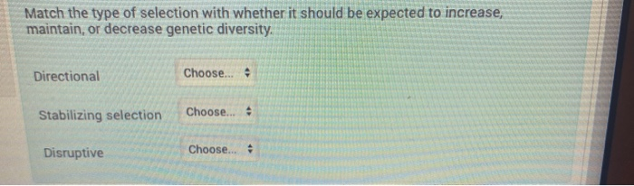 Solved Match the type of selection with whether it should be | Chegg.com