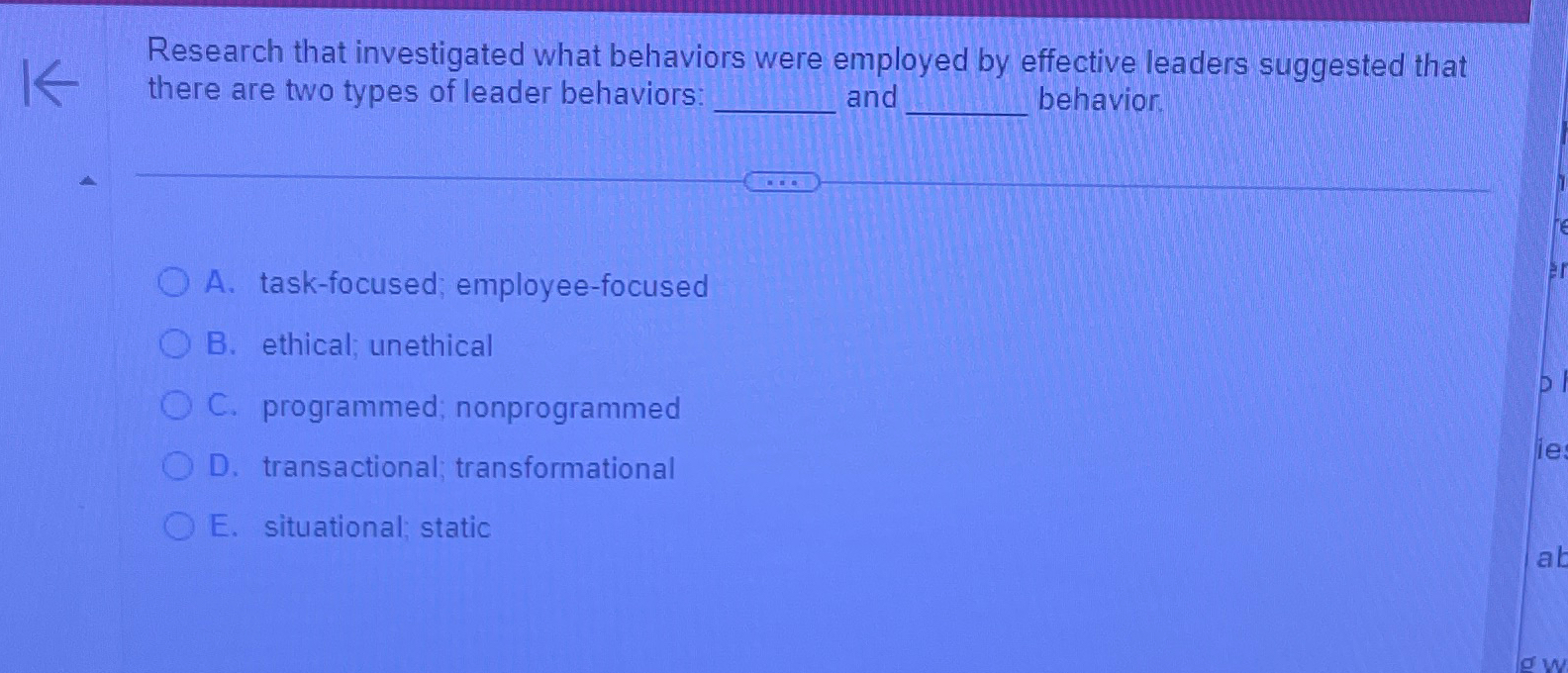 Solved Research that investigated what behaviors were | Chegg.com