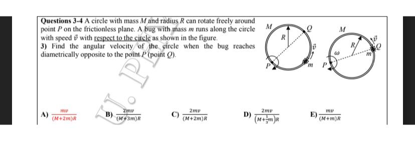 Solved Questions 3-4 ﻿A circle with mass M ﻿and radius R | Chegg.com