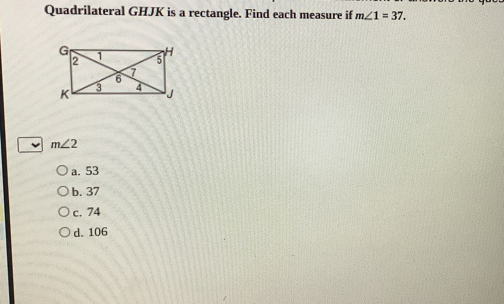 Solved Quadrilateral GHJK is a rectangle. Find each measure | Chegg.com