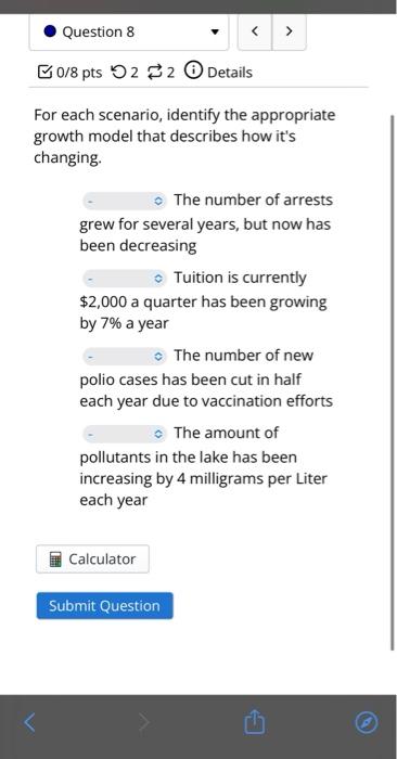 Solved For each scenario, identify the appropriate growth | Chegg.com