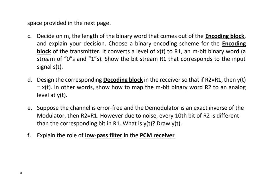 Solved 3 Pulse Code Modulation Pcm System Is Shown In 