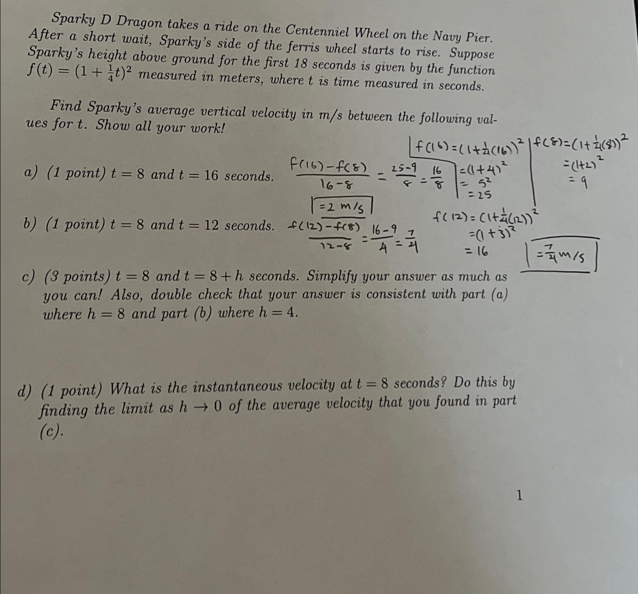 Solved Sparky D Dragon takes a ride on the Centenniel Wheel | Chegg.com