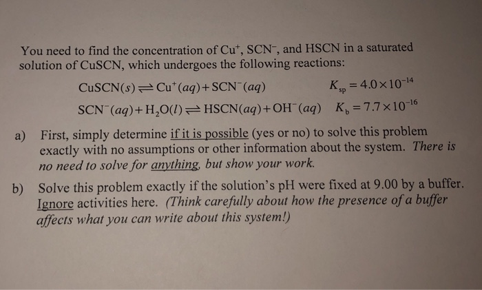 Solved You need to find the concentration of Cu, SCN, and | Chegg.com