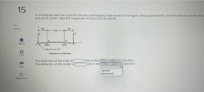 Solved A rectangular steel bar supports the two overhanging | Chegg.com