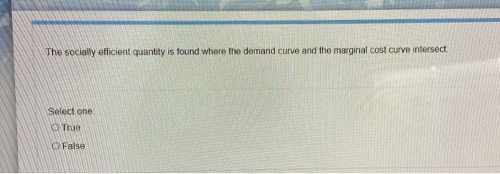 Solved The socially efficient quantity is found where the | Chegg.com