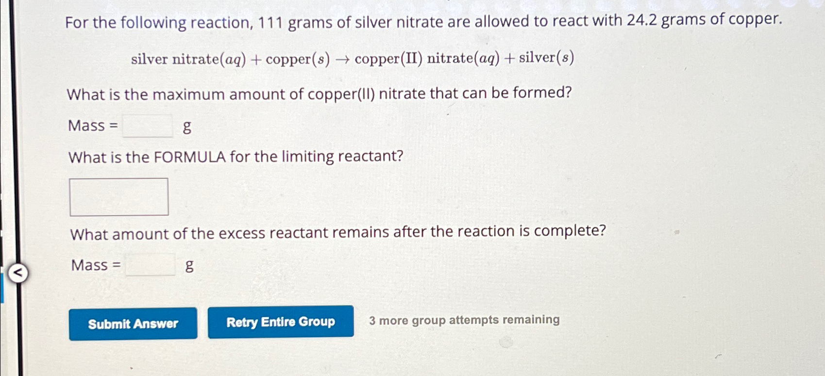 For the following reaction, 111 ﻿grams of silver | Chegg.com