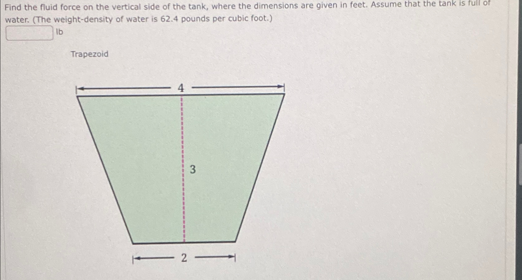 Solved Find the fluid force on the vertical side of the | Chegg.com