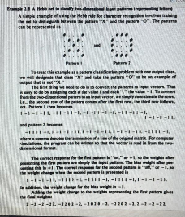 2.3 Consider character recognition using the Hebb | Chegg.com