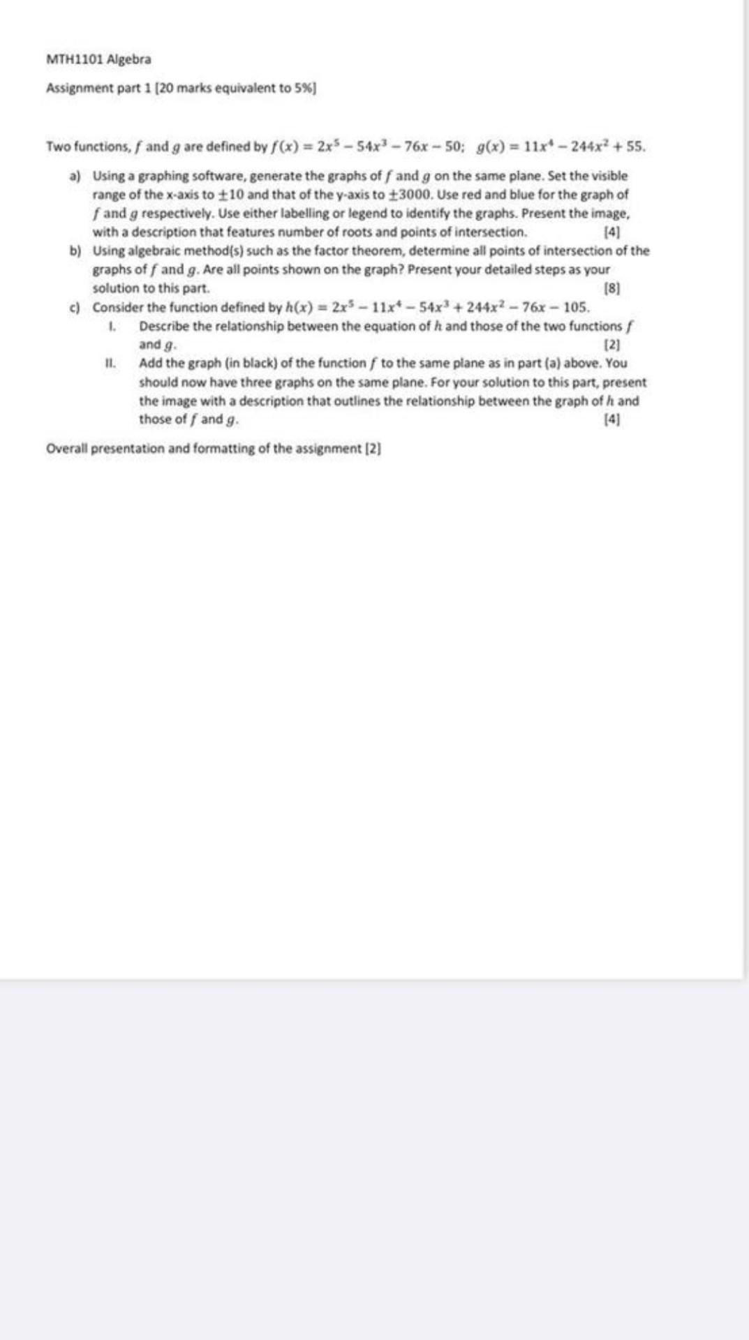 Solved Assignment part 1 [20 marks equivalent to 5\%] Two | Chegg.com