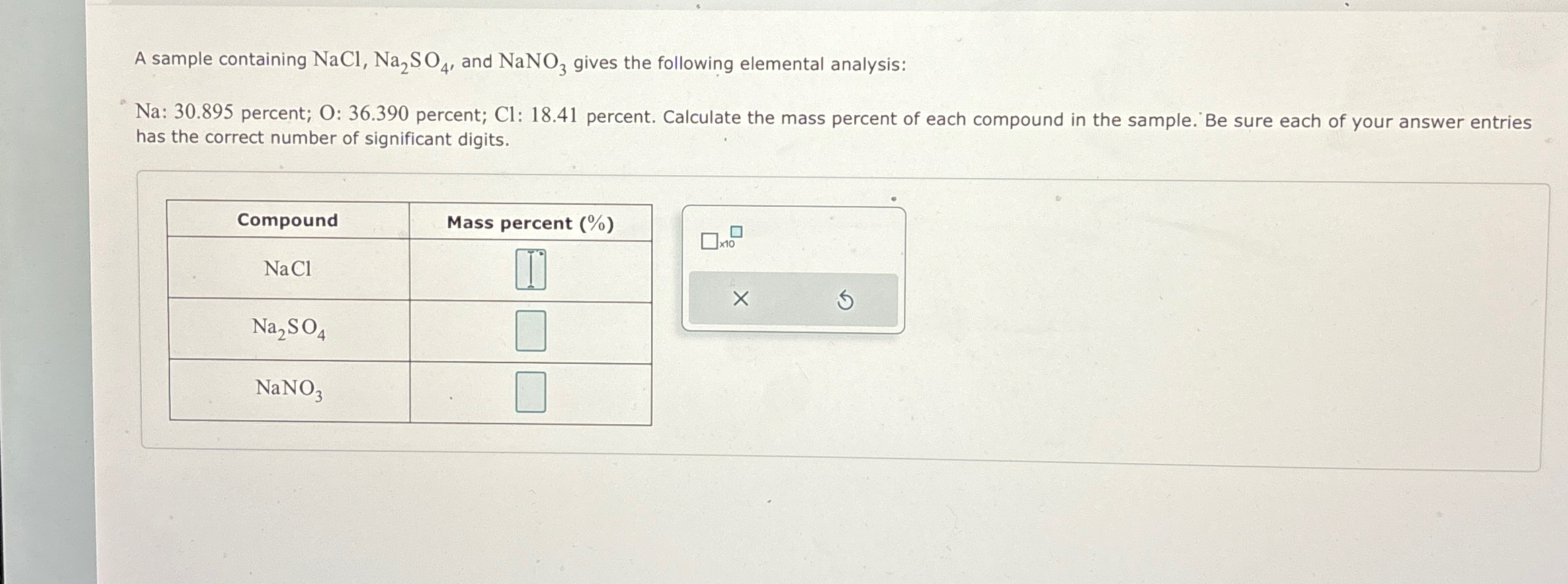 Solved A sample containing NaCl,Na2SO4, ﻿and NaNO3 ﻿gives | Chegg.com