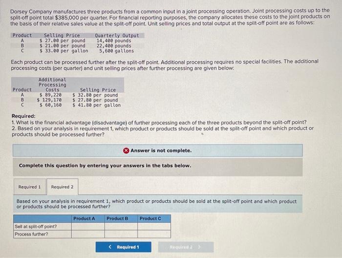 Solved which product or products should be sold at the | Chegg.com
