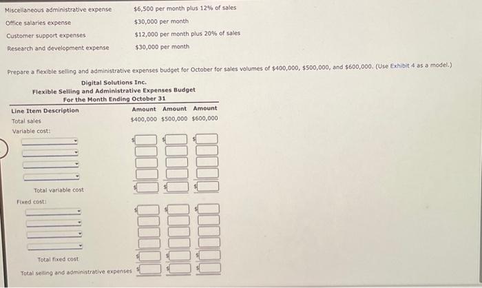 Solved Flexible budget for selling and administrative | Chegg.com