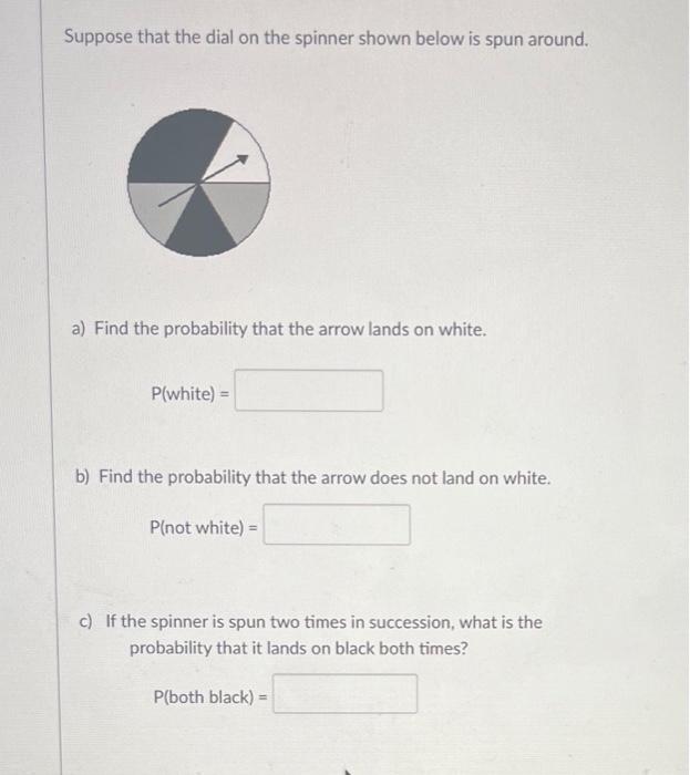 Solved Suppose that the dial on the spinner shown below is | Chegg.com