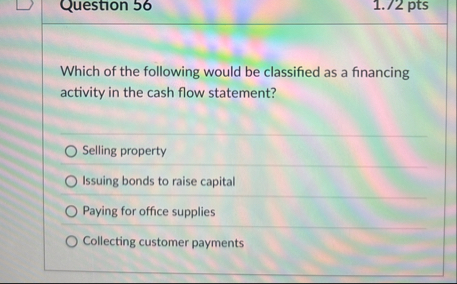 Solved Question 561.72 ﻿ptsWhich of the following would be | Chegg.com