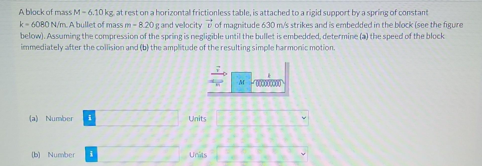 Solved A block of mass M=6.10 kg, at rest on a horizontal | Chegg.com