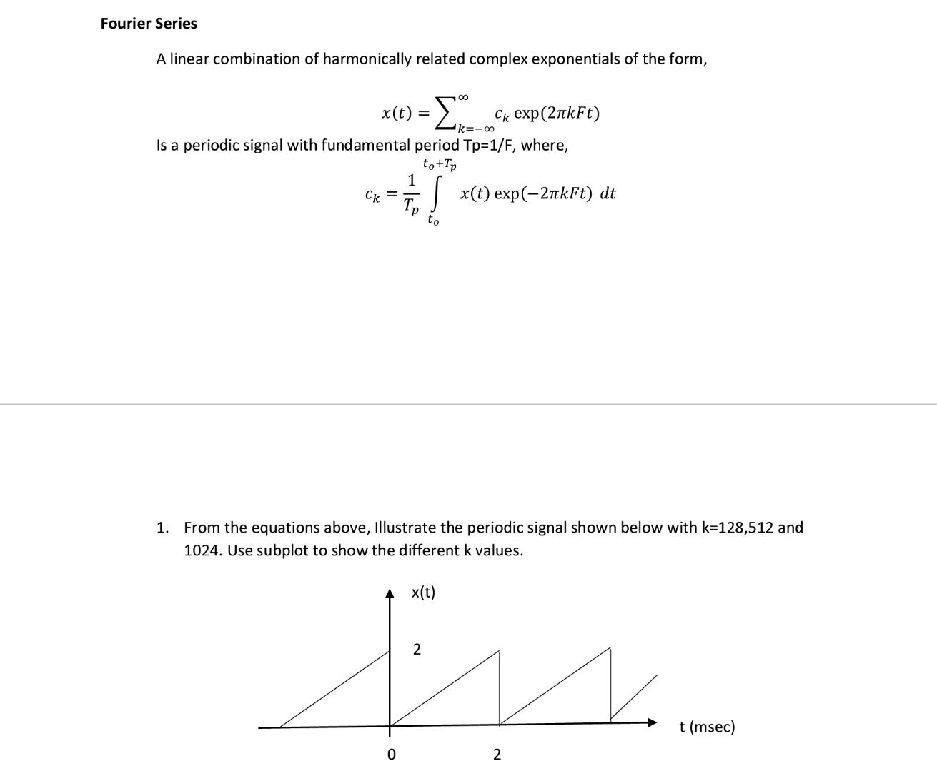 Fourier SeriesA linear combination of harmonically | Chegg.com