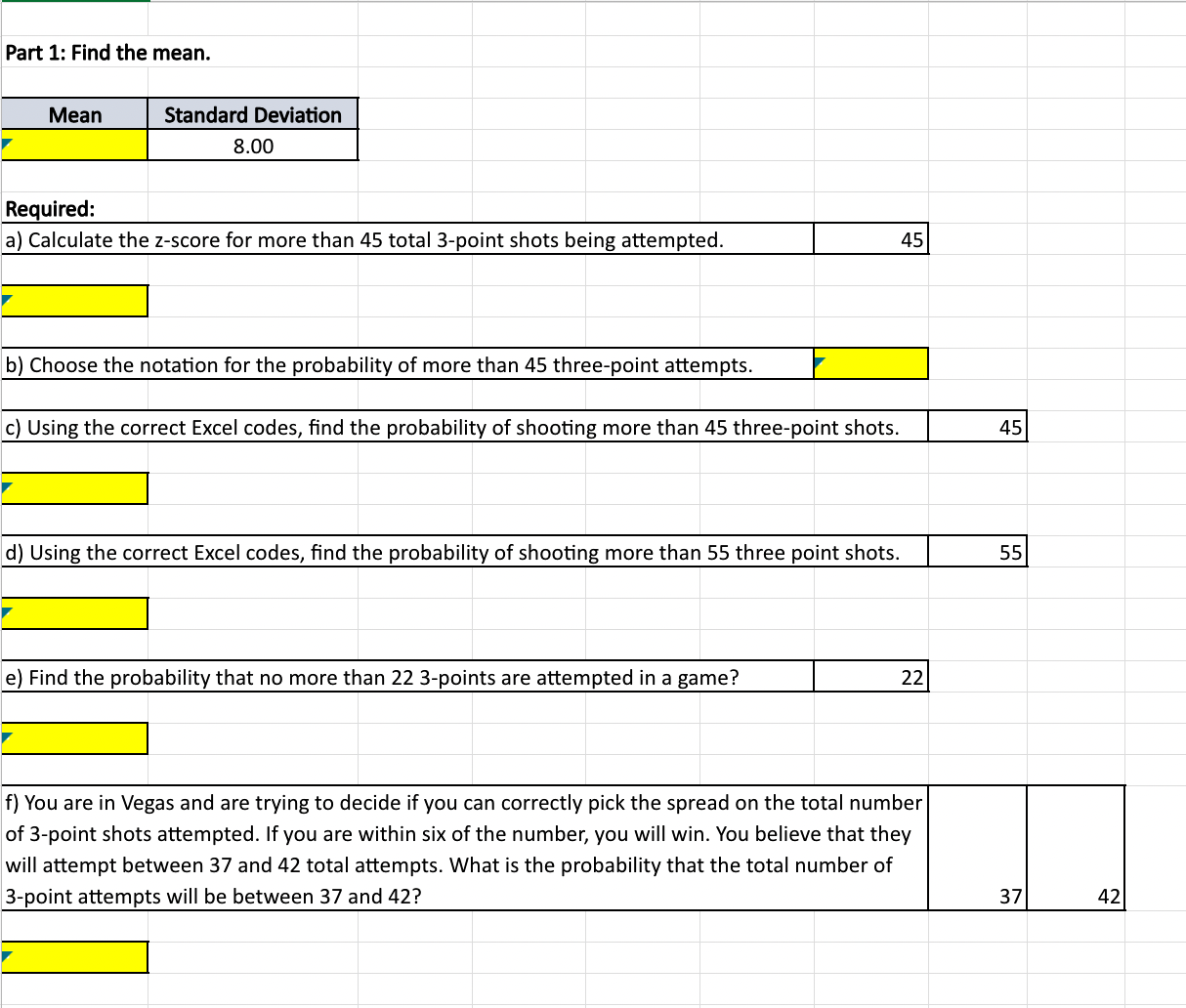 Solved \table[[c) ﻿Using the correct Excel codes, find the | Chegg.com