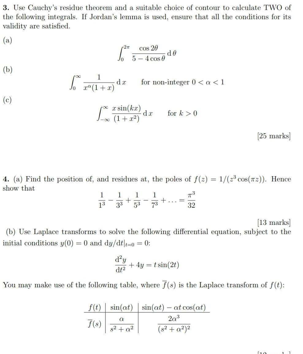 Solved 3. Use Cauchy's residue theorem and a suitable choice | Chegg.com