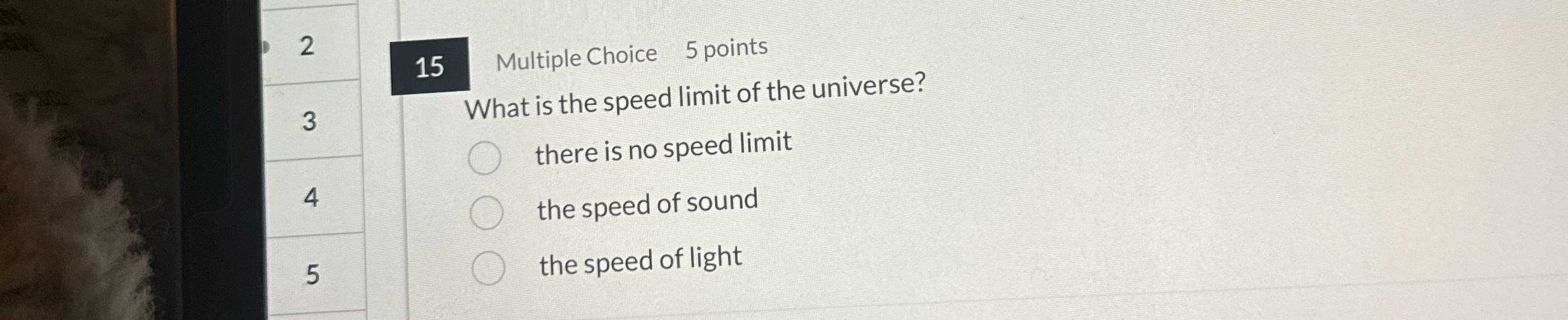 Solved 215Multiple Choice5 ﻿points3What is the speed limit | Chegg.com