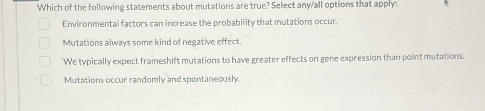 Solved Which of the following statements about mutations are | Chegg.com