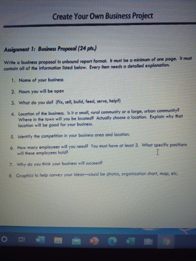 Solved Create Your Own Business Project Assignment 1: | Chegg.com