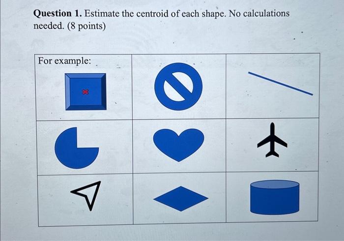 Solved Question 1. Estimate the centroid of each shape. No | Chegg.com
