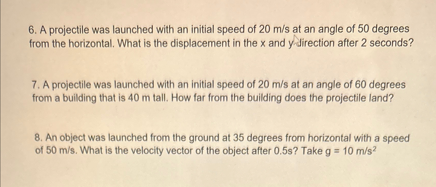 Solved A projectile was launched with an initial speed of | Chegg.com