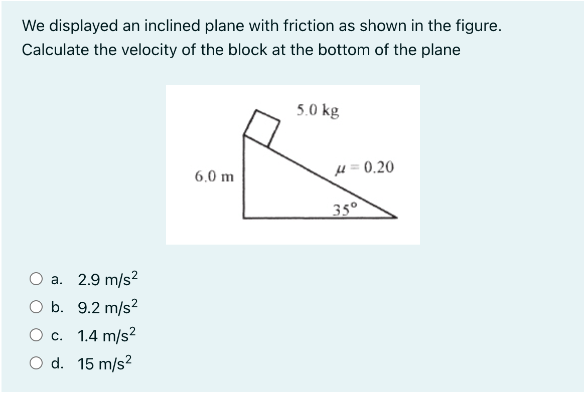 Solved We ﻿displayed an ﻿inclined plane with friction as | Chegg.com