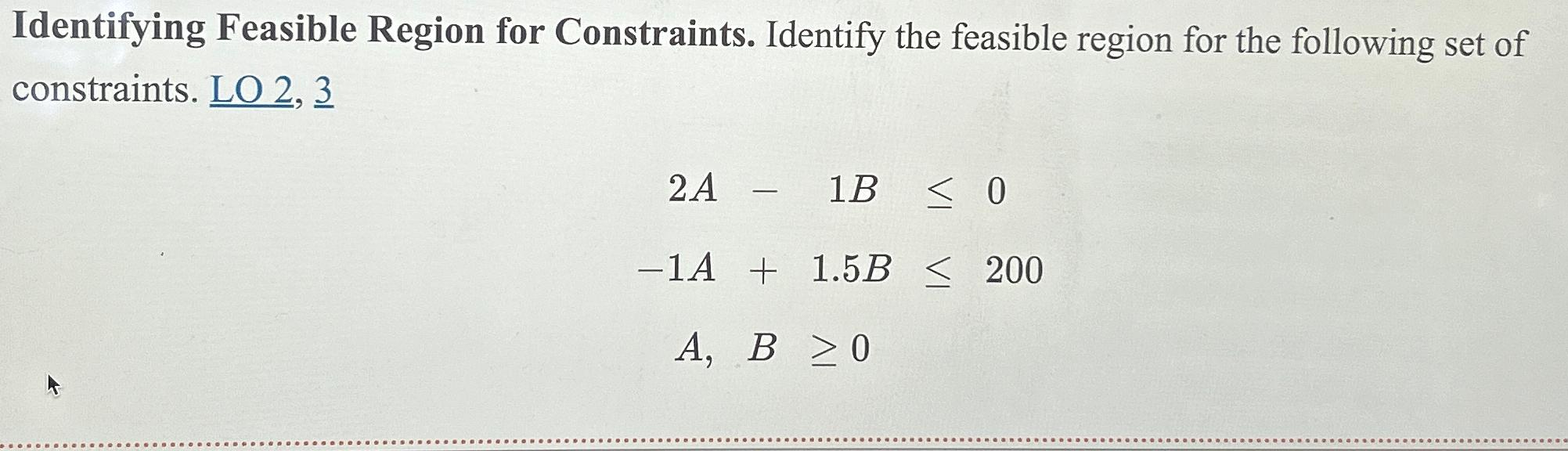 Solved Identifying Feasible Region for Constraints. Identify | Chegg.com Solved Identifying Feasible Region for Constraints. Identify | Chegg.com