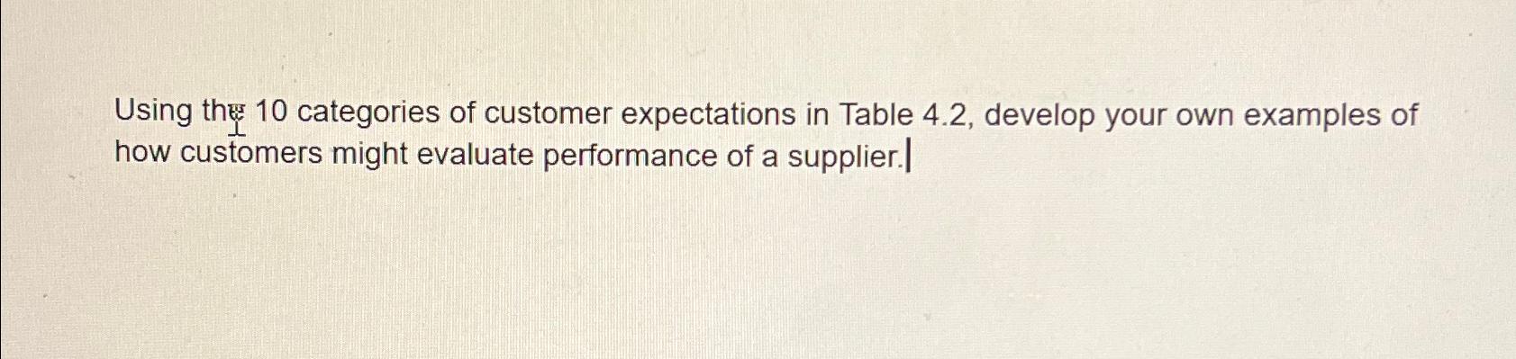 Solved Using the 10 ﻿categories of customer expectations in | Chegg.com