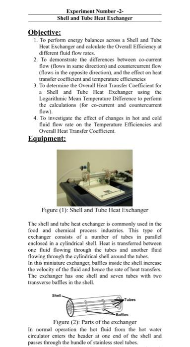 Solved Experiment Number -2- Shell and Tube Heat Exchanger | Chegg.com