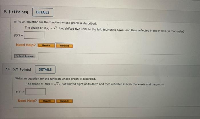 Solved 9. [-/1 Points] DETAILS Write an equation for the | Chegg.com