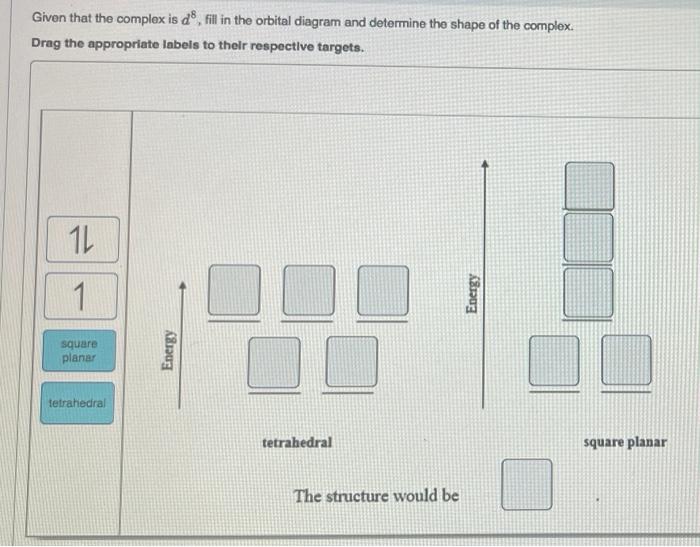 Solved Given that the complex is d8fill in the orbital | Chegg.com