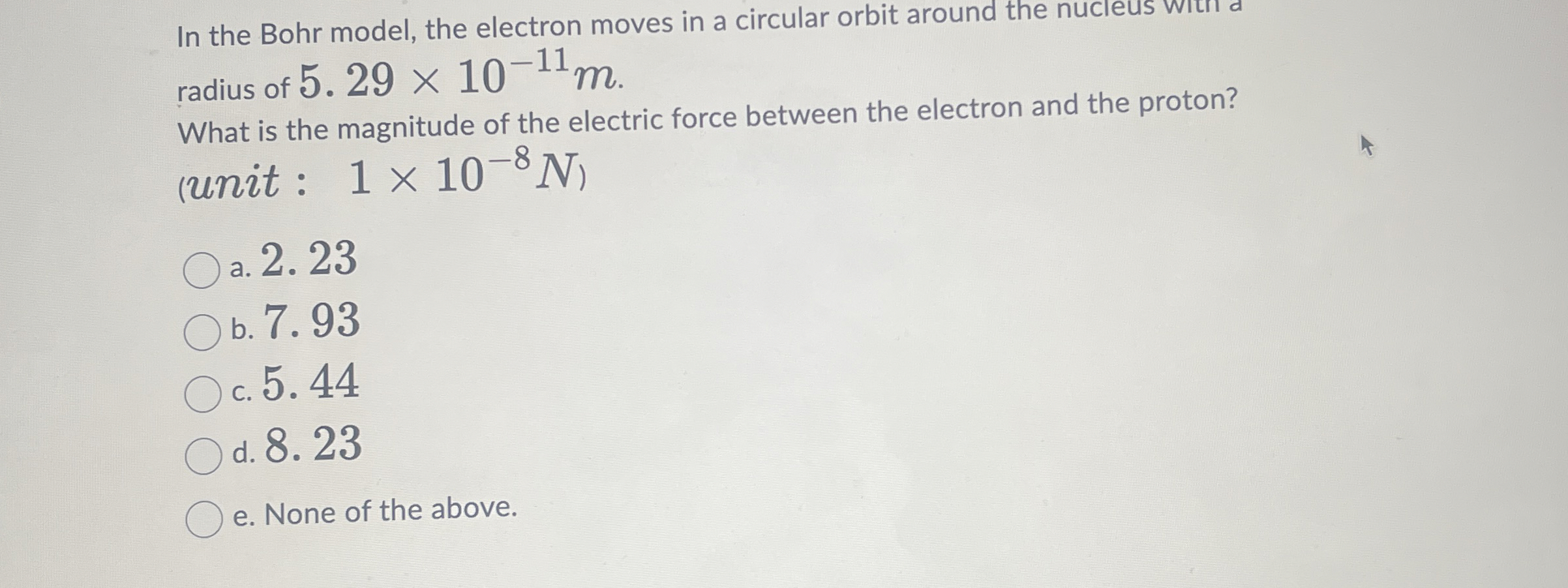 Solved In the Bohr model, the electron moves in a circular | Chegg.com