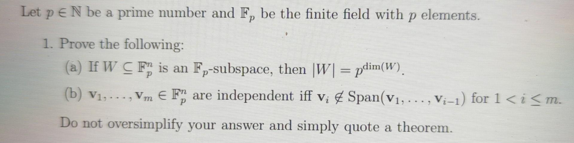 Solved Let p E N be a prime number and F, be the finite | Chegg.com